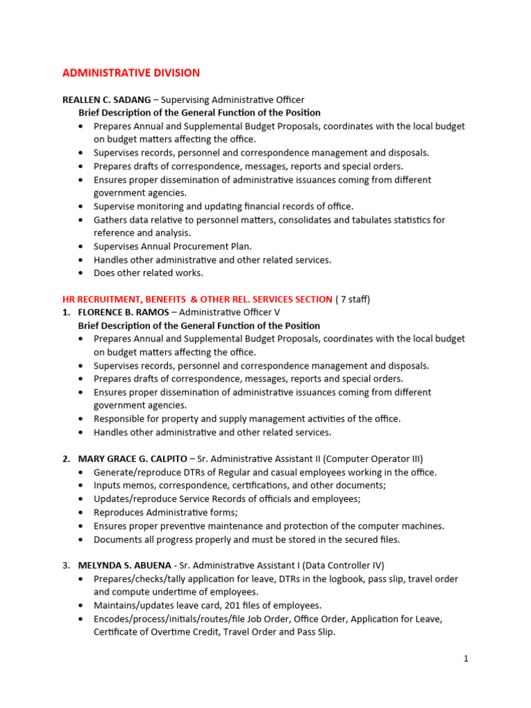 Duties and Function Individual | PDF | Procurement | Shorthand