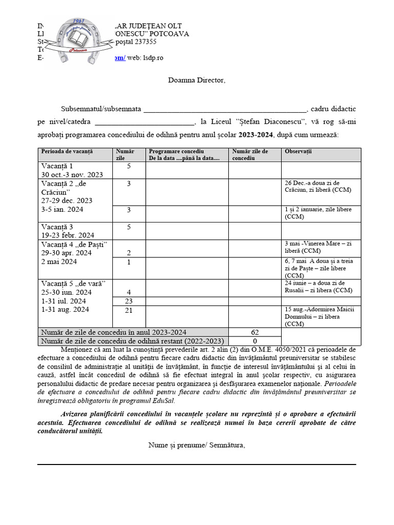 Model Cerere Co Cadre Did | PDF