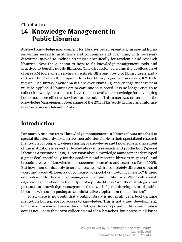 14-knowledge-management-in-public-libraries | PDF | Libraries ...