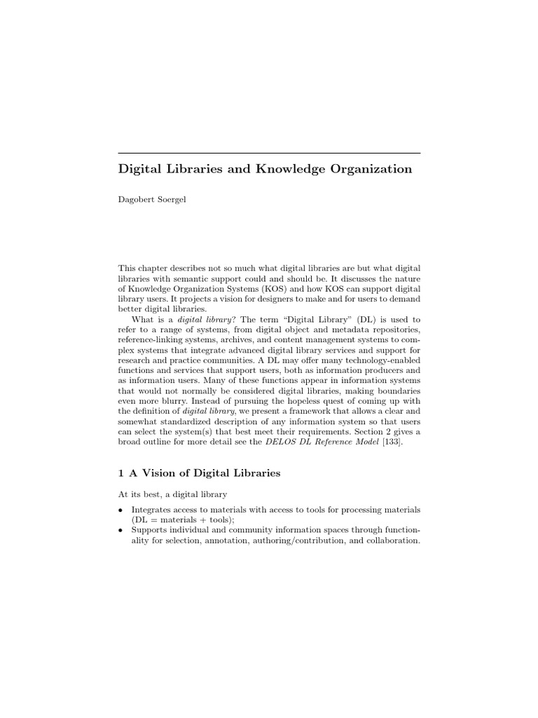 Digital Libraries and Knowledge Organization | PDF | Metadata | Digital Library