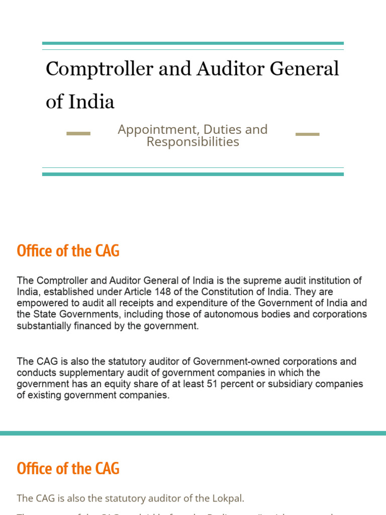 Comptroller and Auditor General of India | PDF | Government | Governance