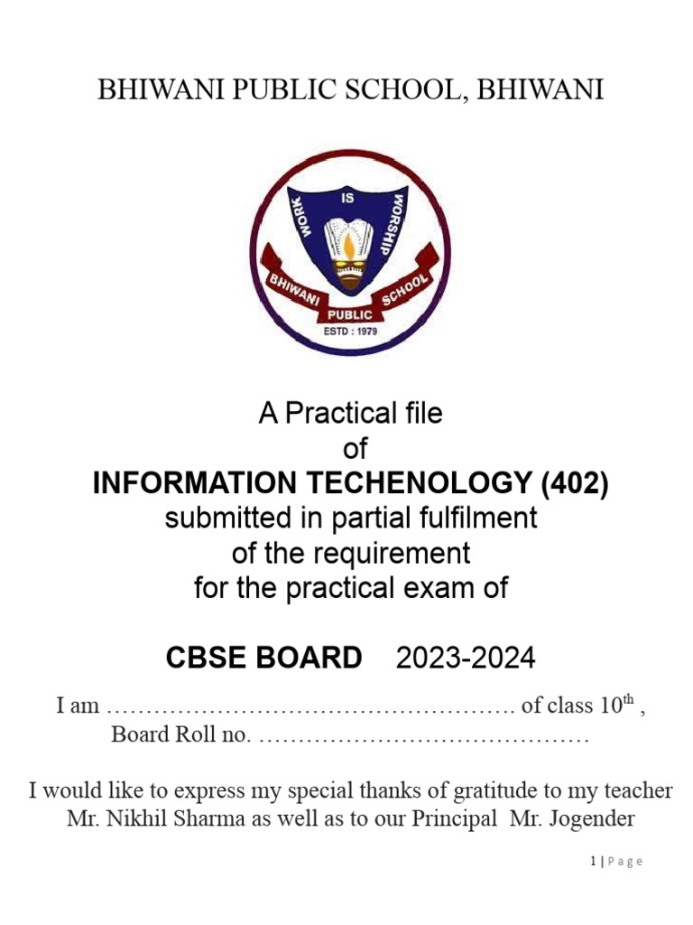 CBSE Class 10 IT Practical Guide | PDF | Spreadsheet | Worksheet