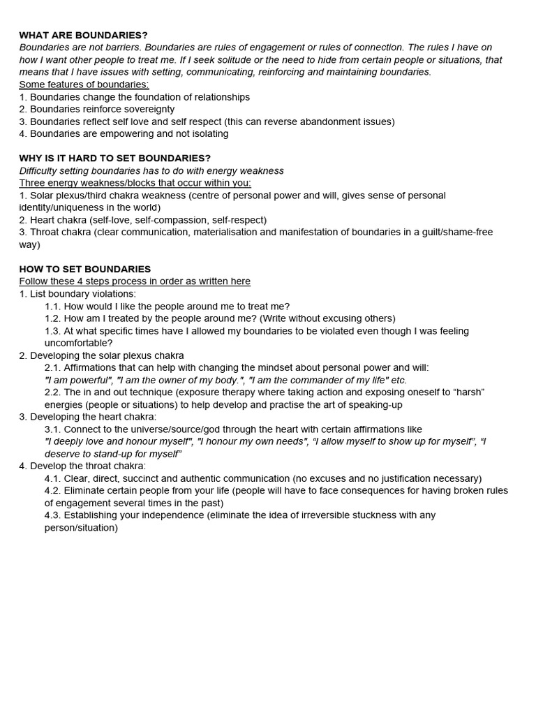 Creating and Maintaining Personal Boundaries | PDF | Self Esteem | Chakra
