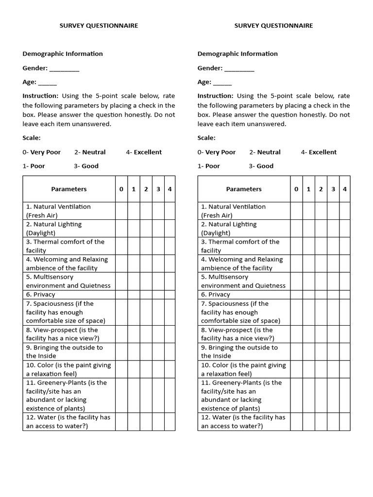 Survey Questionnaire | Download Free PDF | Civil Engineering ...