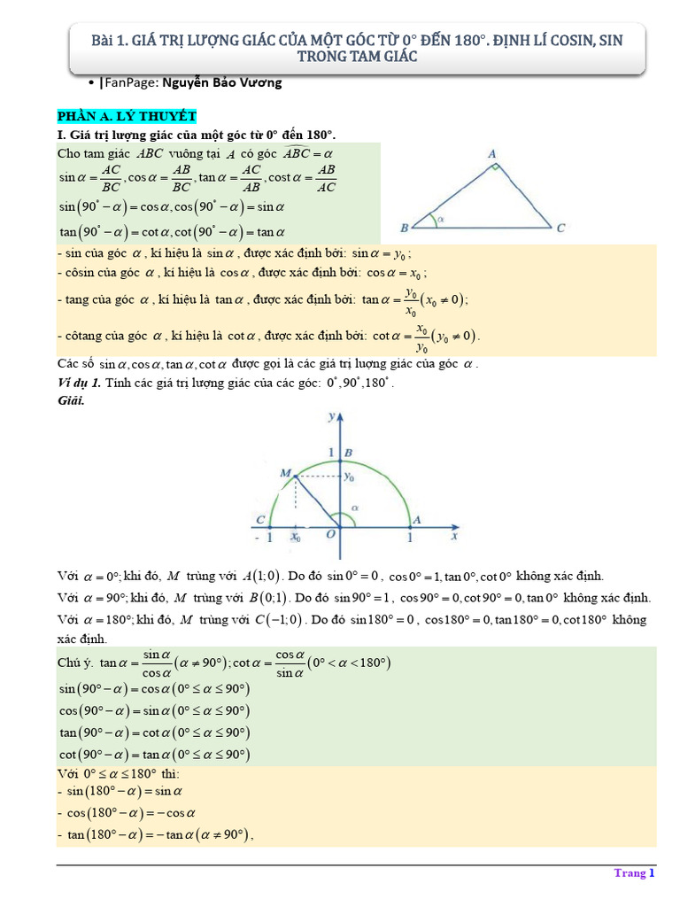 Bai Tap He Thuc Luong Trong Tam Giac Vecto Toan 10 Canh Dieu | PDF