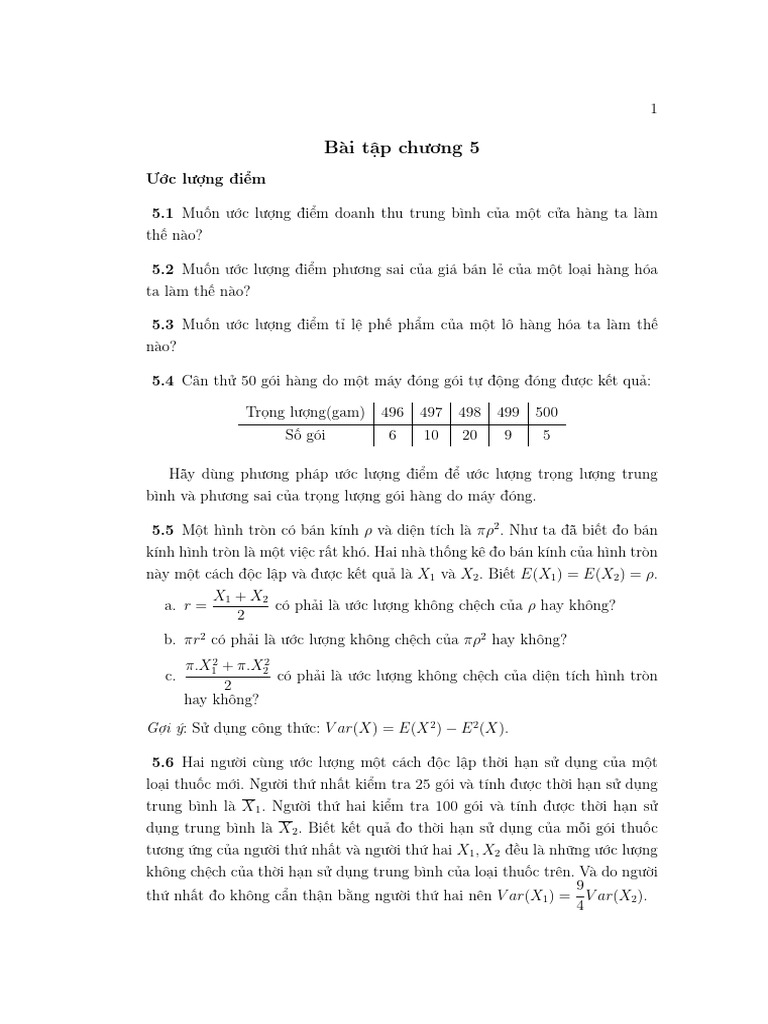 BaitapXSTK Chap5 | PDF