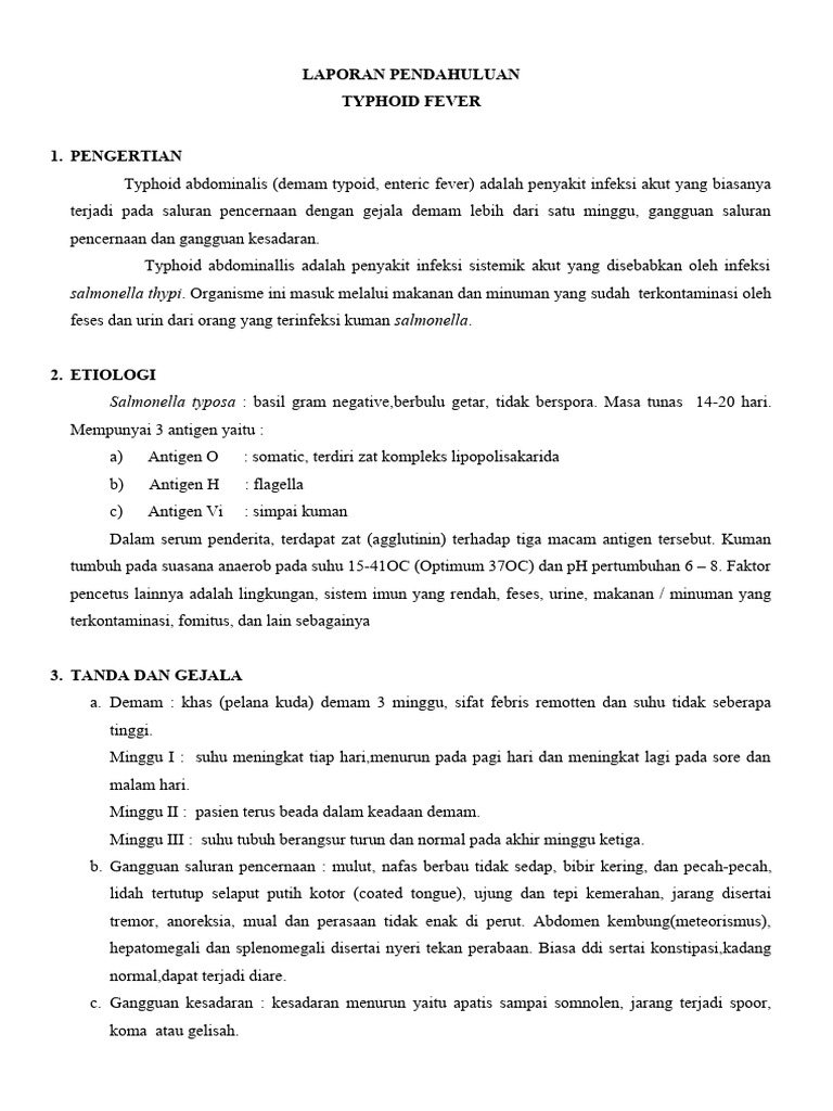 Gejala dan Penanganan Demam Typhoid | PDF