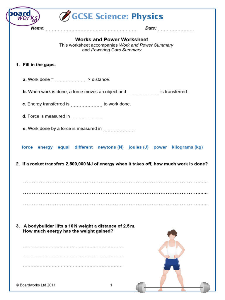 Work and Power Worksheet-1452167538 | PDF | Physical Quantities