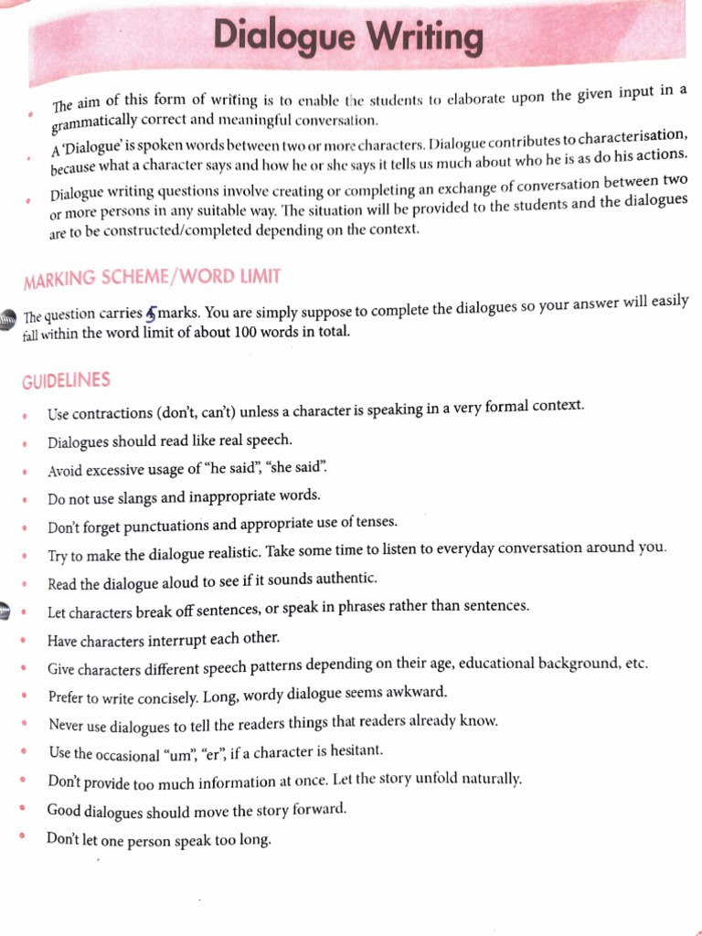 Dialogue Writing 9th | PDF | Word | Dialogue