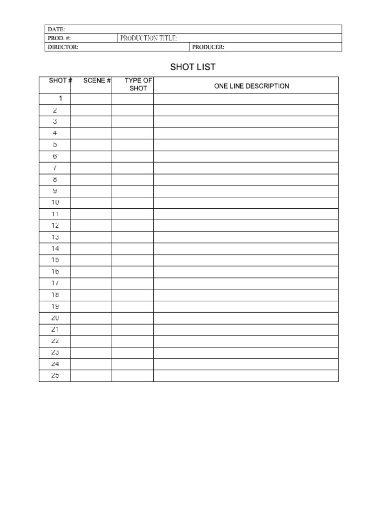 Media Shot List | PDF