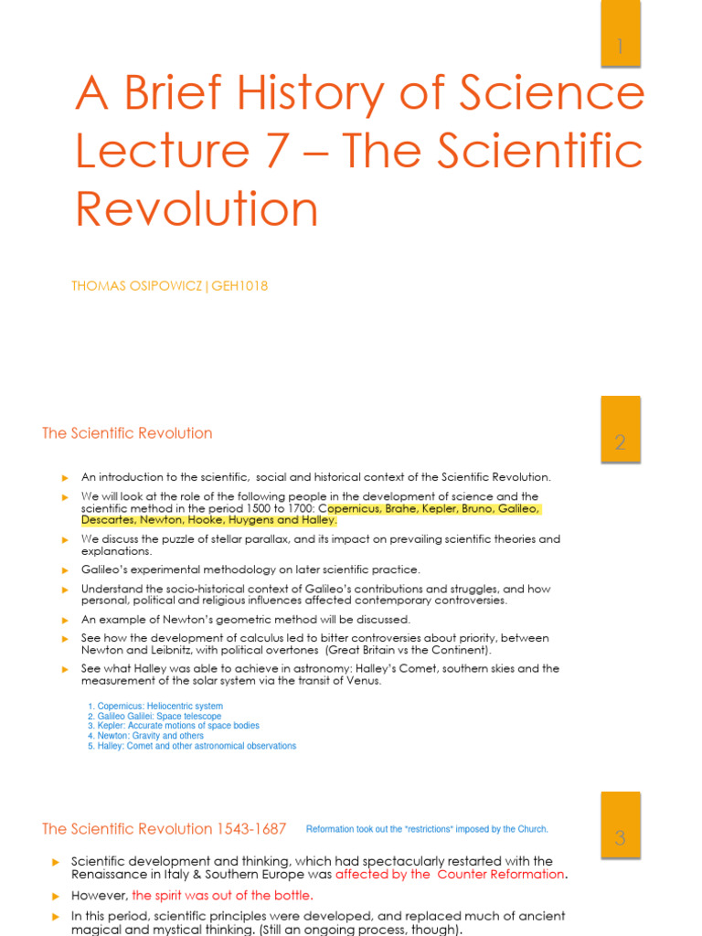 Lecture 7 The Scientific Revolution | PDF | Johannes Kepler | Galileo ...