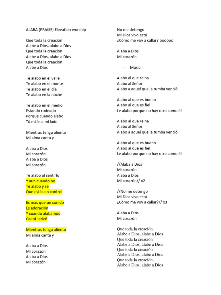 ALABA PRAISE - Elevation Worship | PDF