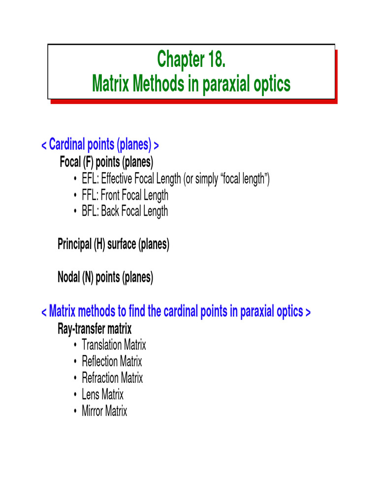 18-Matrix Methods in Paraxial Optics | Download Free PDF ...