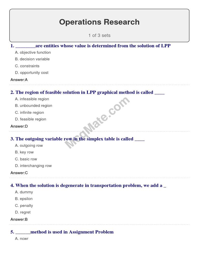 operations-research [set 1] | PDF | Mathematical Optimization | Operations Research