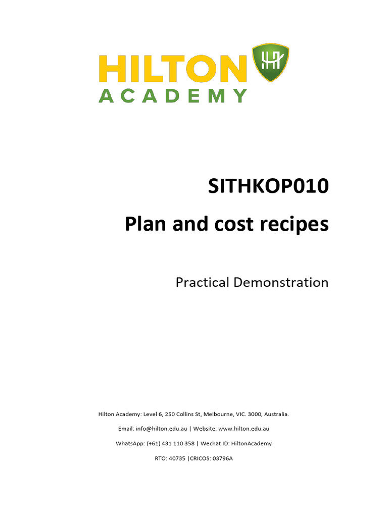 SITHKOP010 - Assessment Task 2 Practical Demonstration.v1.0 | PDF ... SITHKOP010 - Assessment Task 2 Practical Demonstration.v1.0 | PDF ...