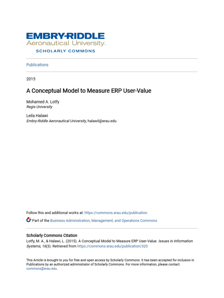 A Conceptual Model To Measure ERP User-Value | PDF | Enterprise ...