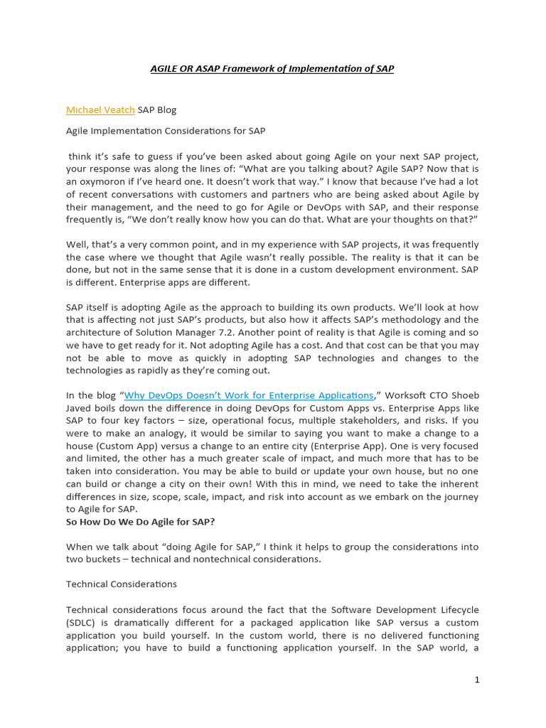 Agile SAP Implementation Guide | PDF | Software Development Process ...