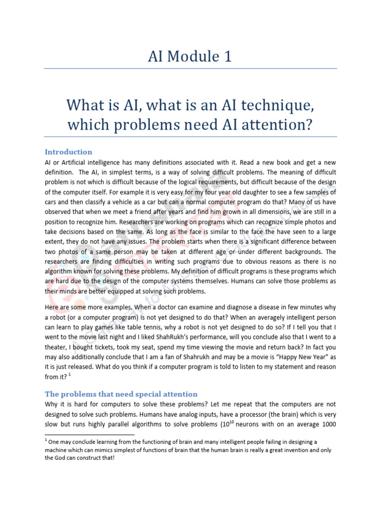 AI Module1 | PDF | Artificial Intelligence | Intelligence (AI) & Semantics