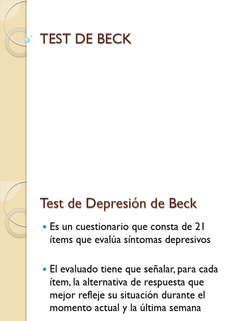 Test de Beck | PDF | Ansiedad | Trastorno depresivo mayor