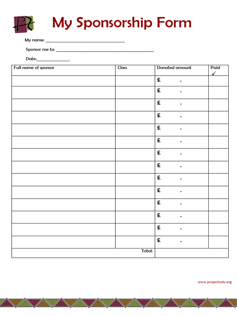 Sponsorship Form - School | PDF
