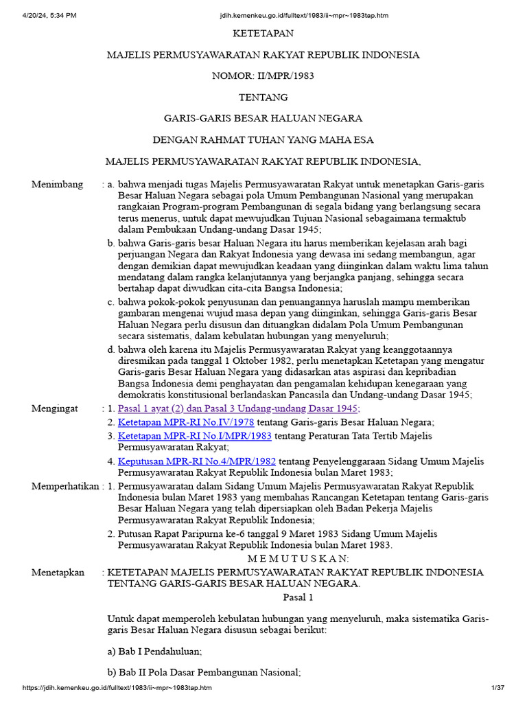 TAP MPR 1983 Tentang GBHN | PDF