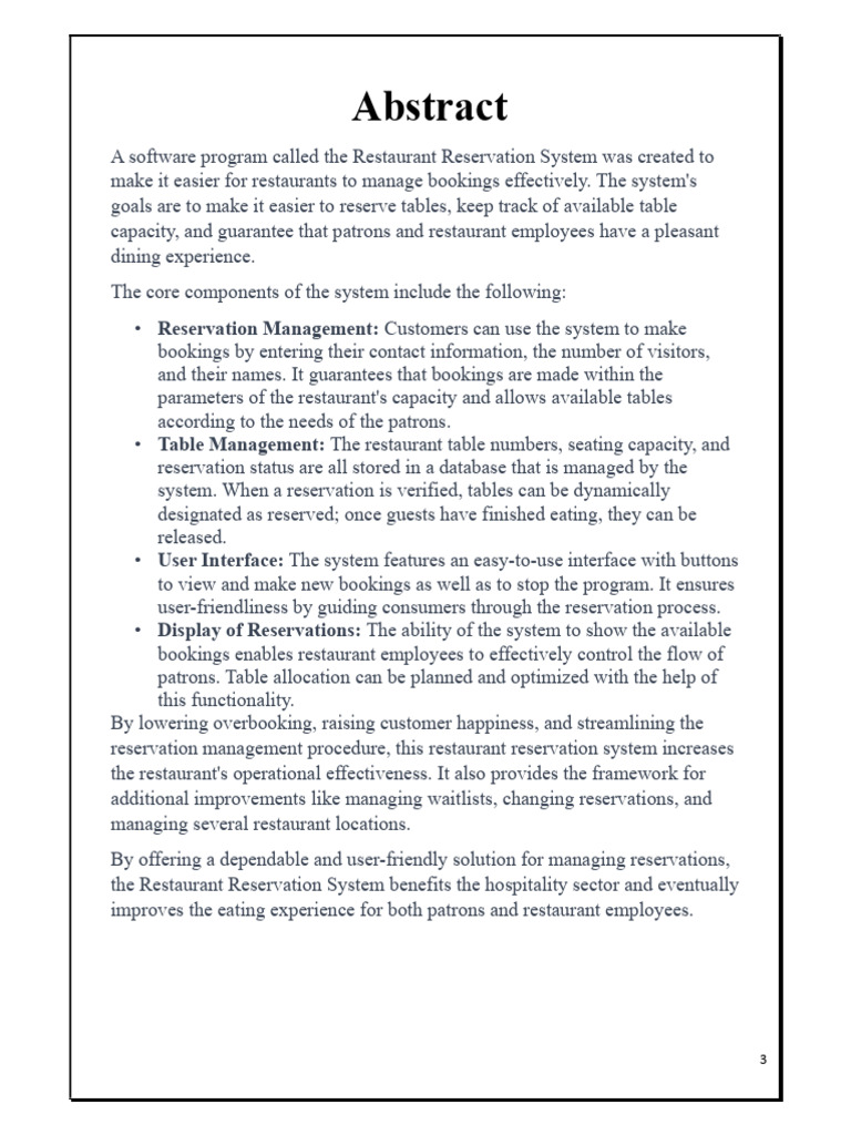 Restaurant Reservation System Overview | PDF | Databases | Scalability