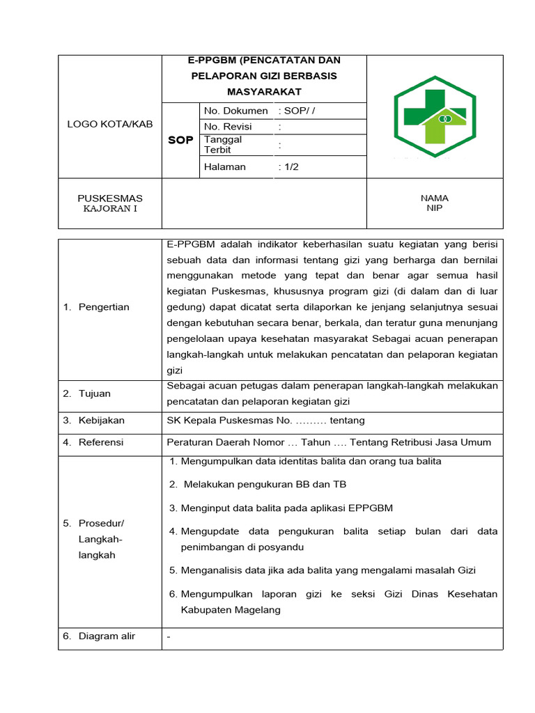 Sop E Ppgbm Pencatatan Gizi Puskesmas Pdf Kesehatan Holistik