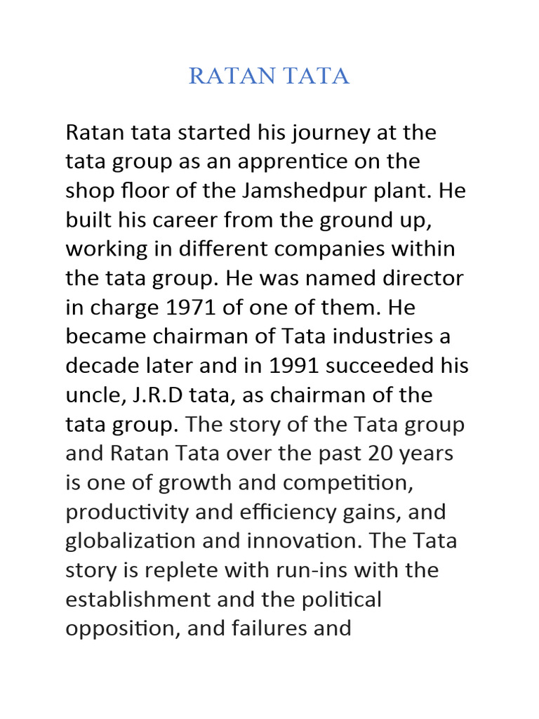 Ratan Tata's Journey | PDF