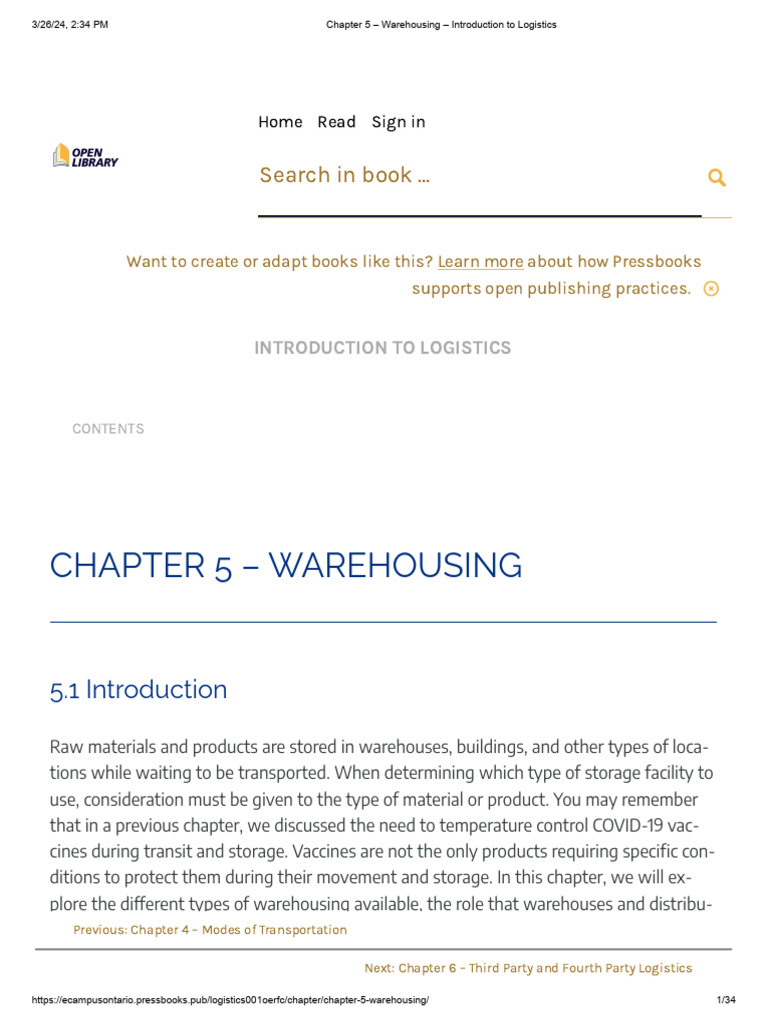 Warehousing in Logistics Guide | PDF | Warehouse | Logistics
