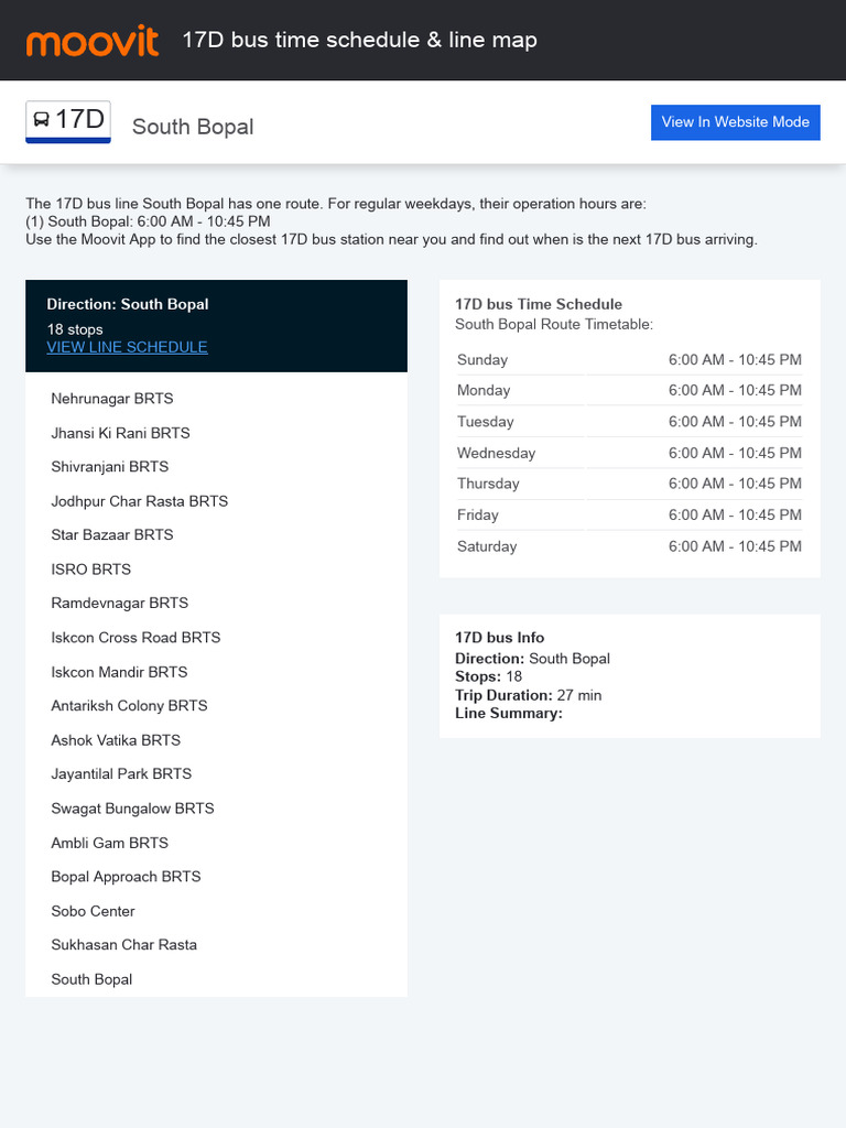 South Bopal: 17D Bus Time Schedule & Line Map | PDF | Public Transport ...