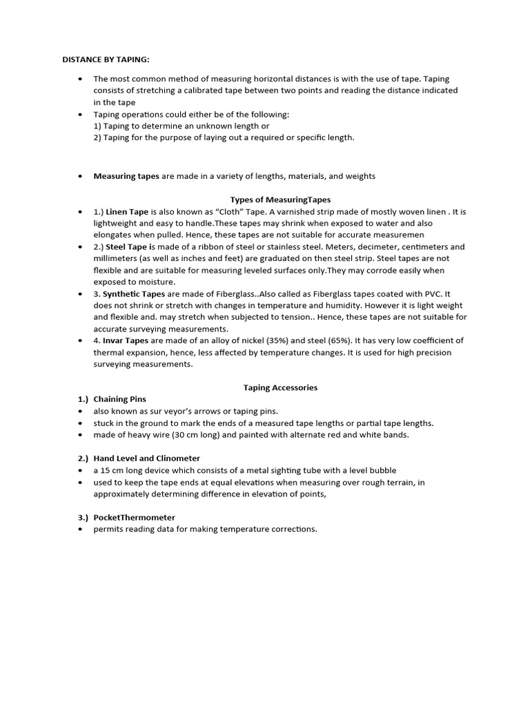 Distance by Taping | PDF | Metre | Measurement