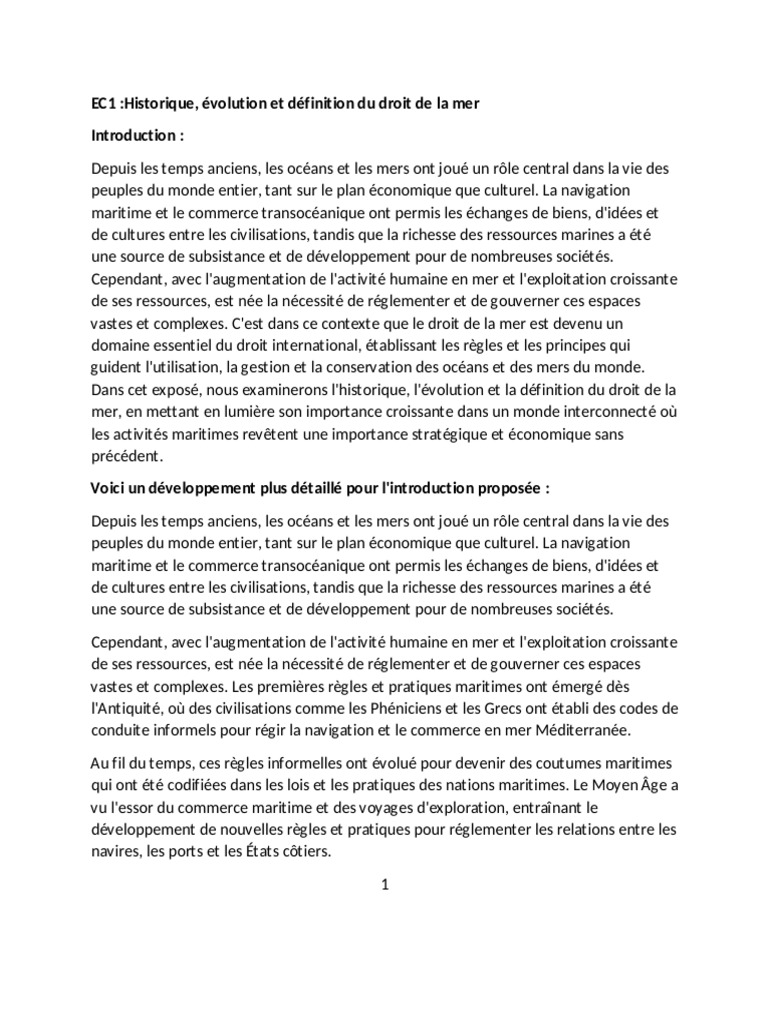 Historique et définition du droit de la mer | PDF | Droit de la mer ...