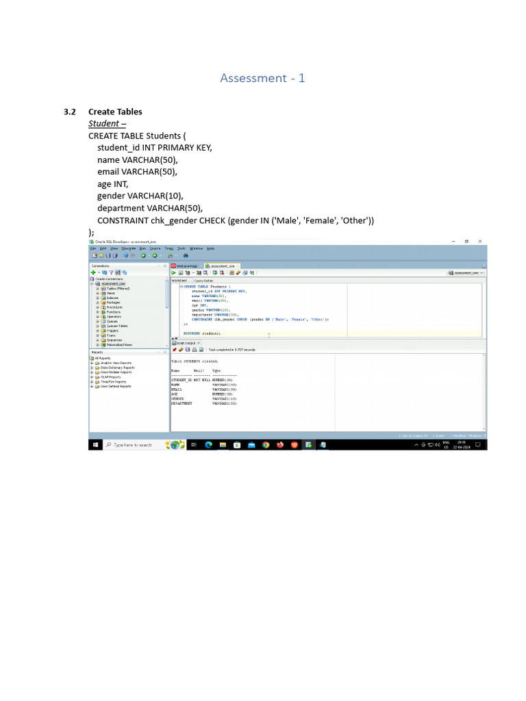 Tech Academy Oracle Sql Assessment 1 Pdf Information Retrieval Computer Data