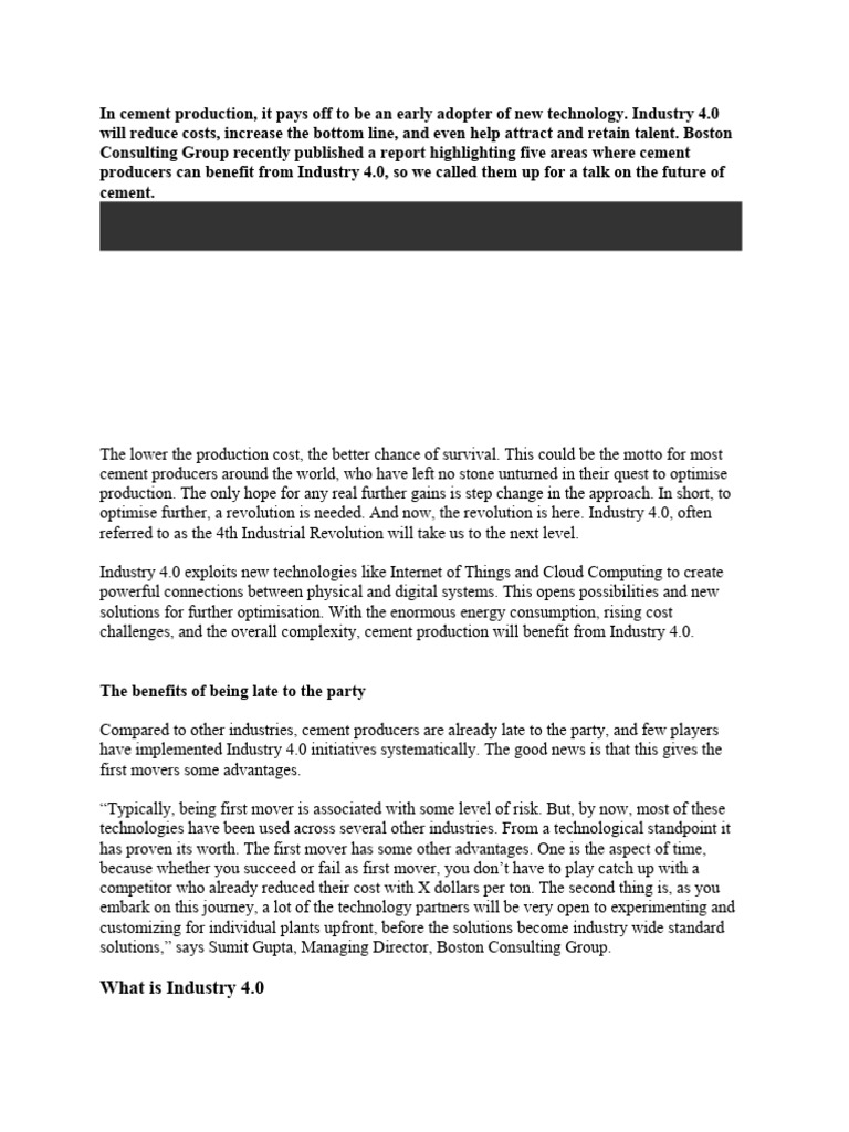 Industry 4.0 in Cement Production - FLS | PDF | Computing | Engineering