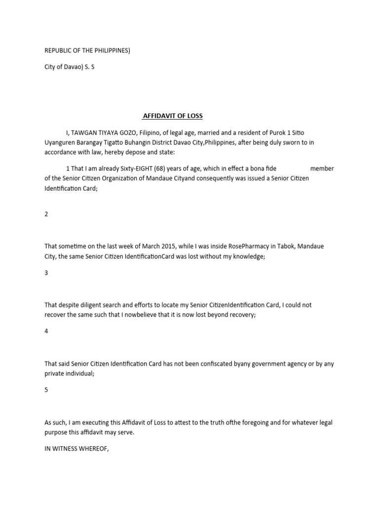 Affidavit of Lost | PDF
