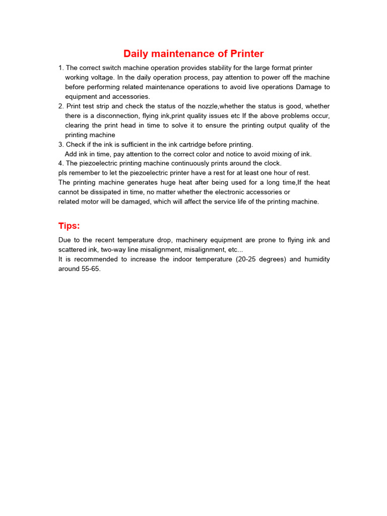 Daily Maintenance of Printer | PDF | Business | Technology & Engineering