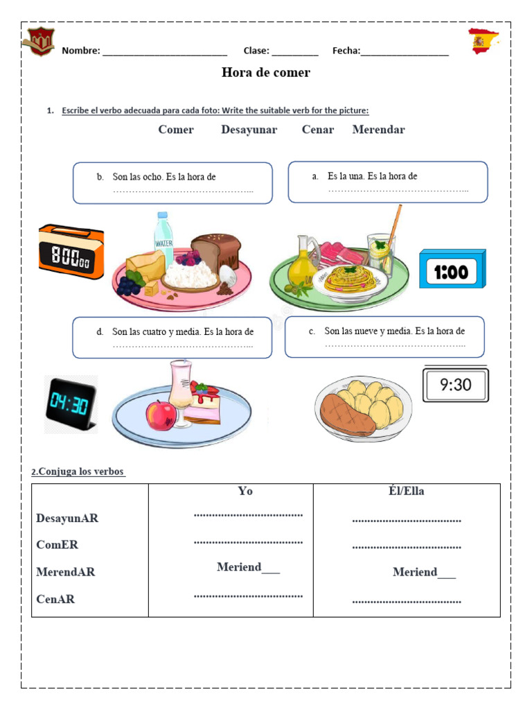 Actividades de Verbos sobre Comidas | PDF
