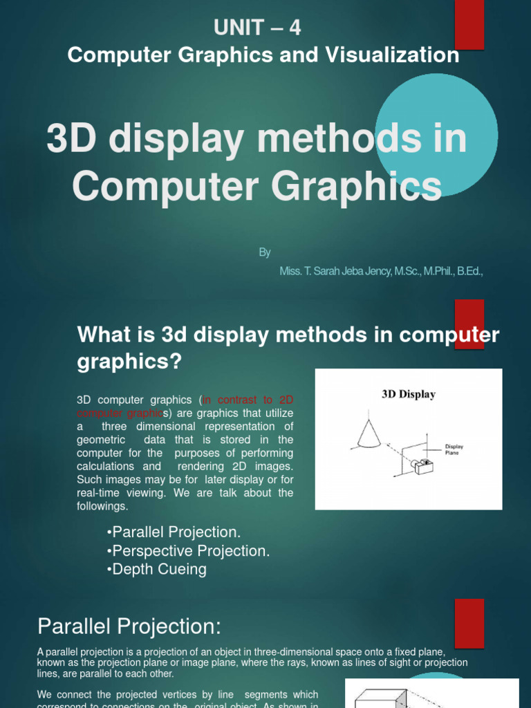 UNIT 4 p1 | PDF | 3 D Computer Graphics | Computer Graphics