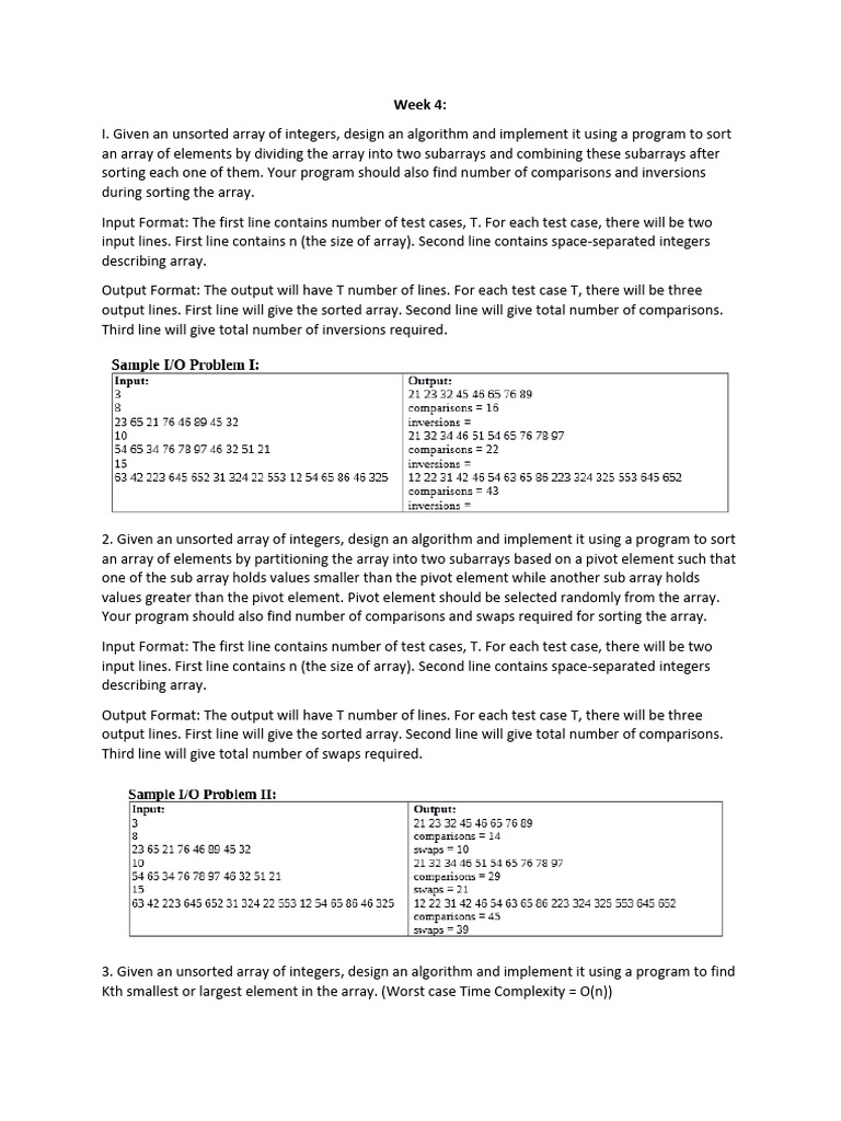 Array Sorting and Kth Element Algorithms | PDF | Teaching Methods & Materials | Science ...