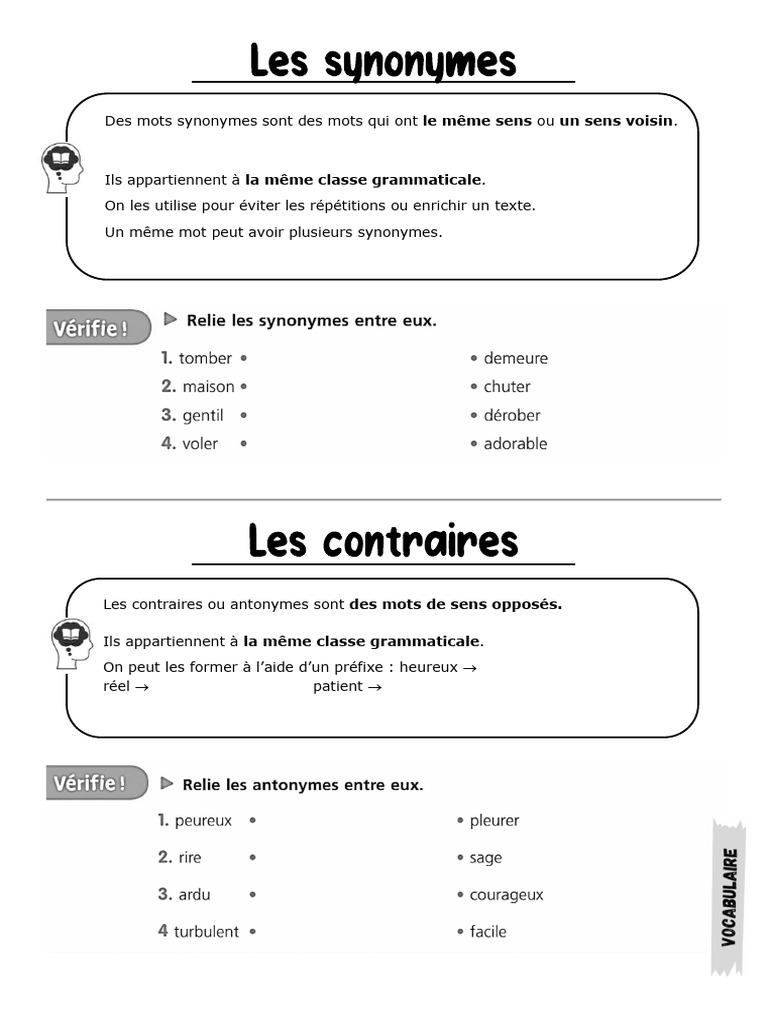 Synonymes et antonymes expliqués | PDF | Arts du langage et discipline