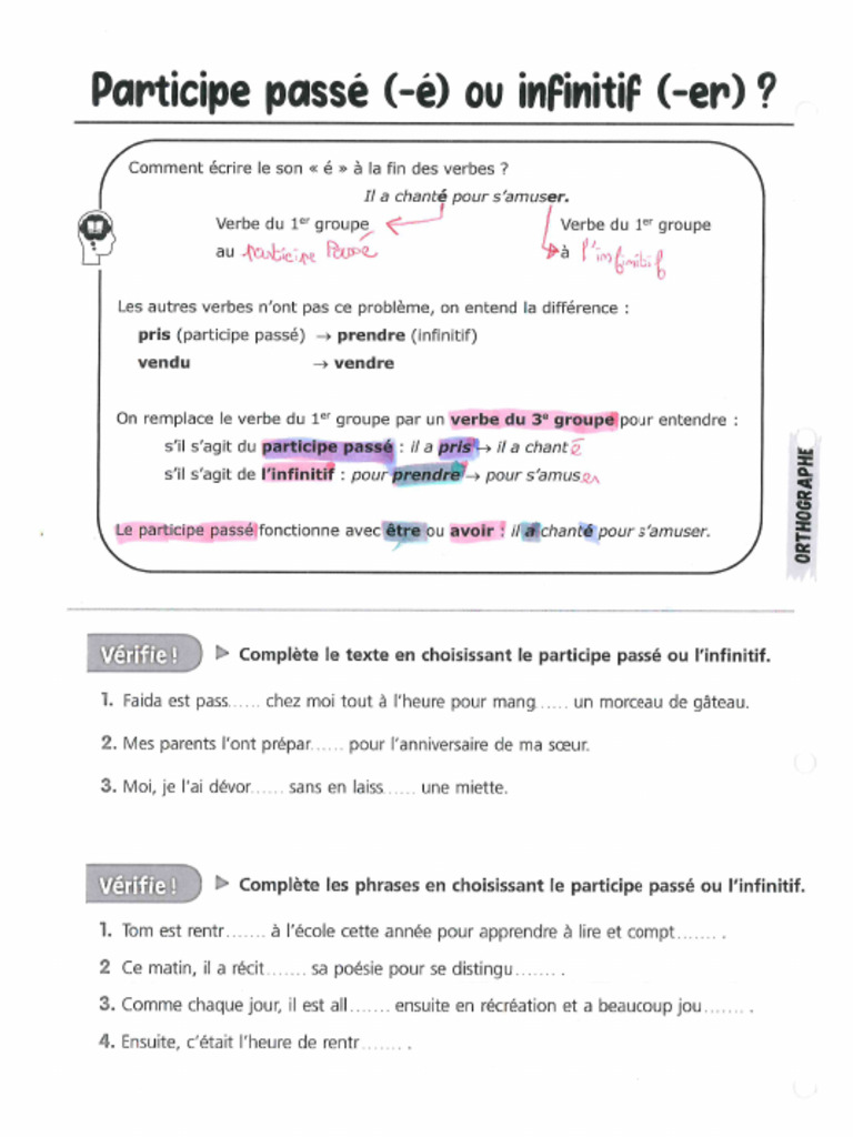Leçon Participe Passé Infinitif | PDF