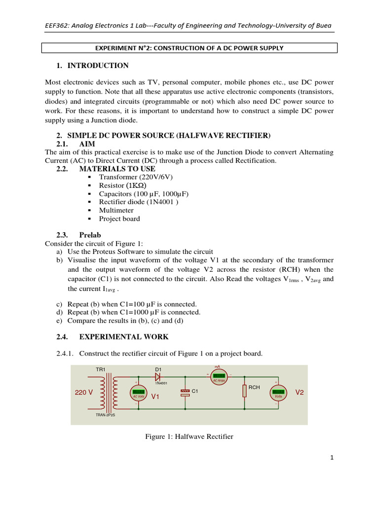 Experiment N°2 | PDF | Rectifier | Direct Current