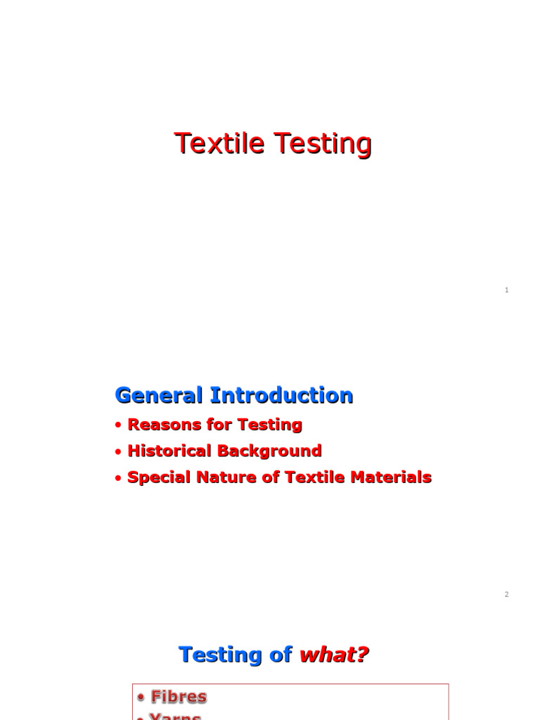 Lecture-11. Textile Testing | PDF | Textiles | Yarn