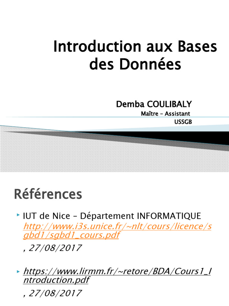 01 Introduction Aux Bases Des Données | PDF | Bases de données | Base de données relationnelle