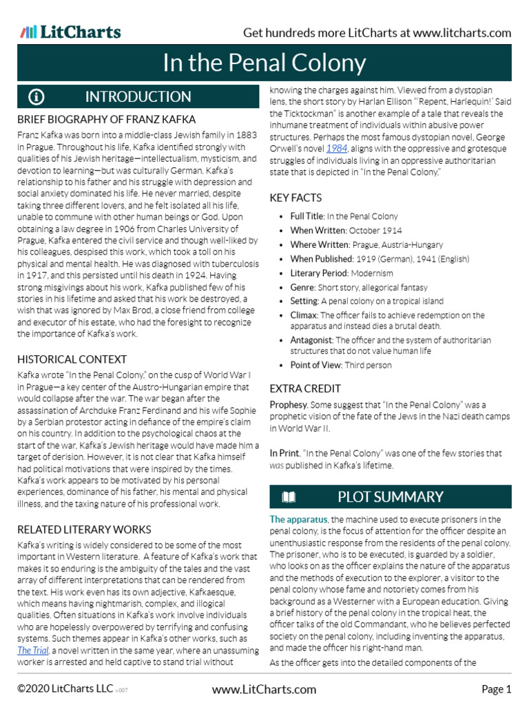 In-the-Penal-Colony-LitChart | PDF | Franz Kafka | Justice