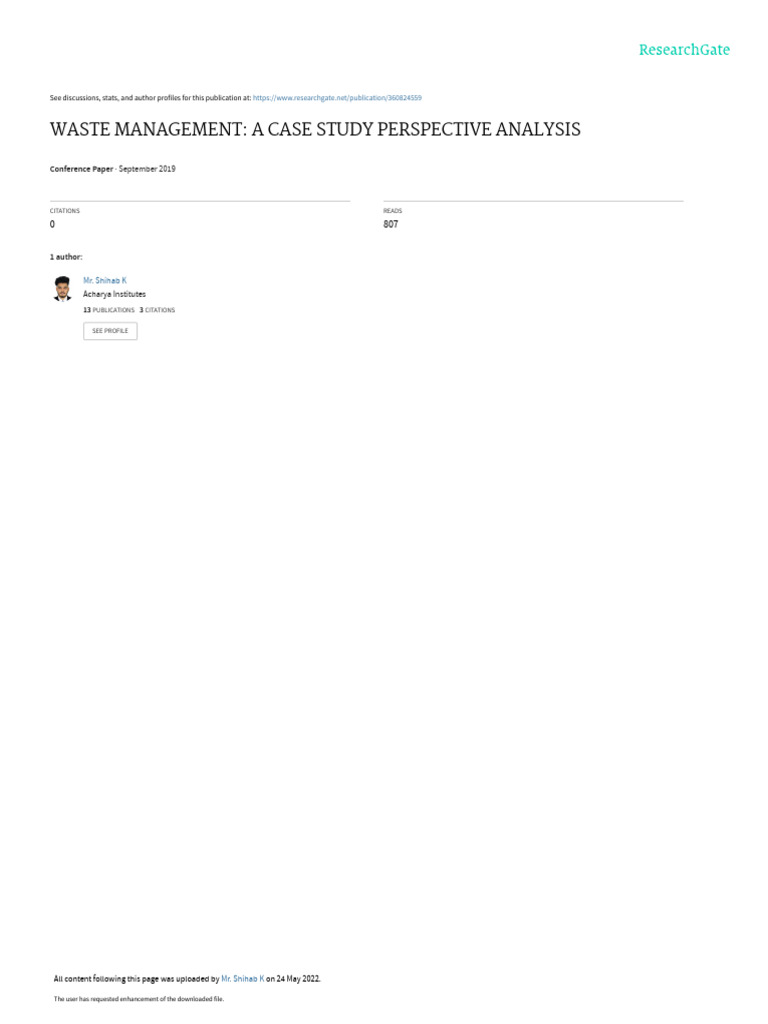 Waste Management: A Case Study Perspective Analysis: September 2019 ...