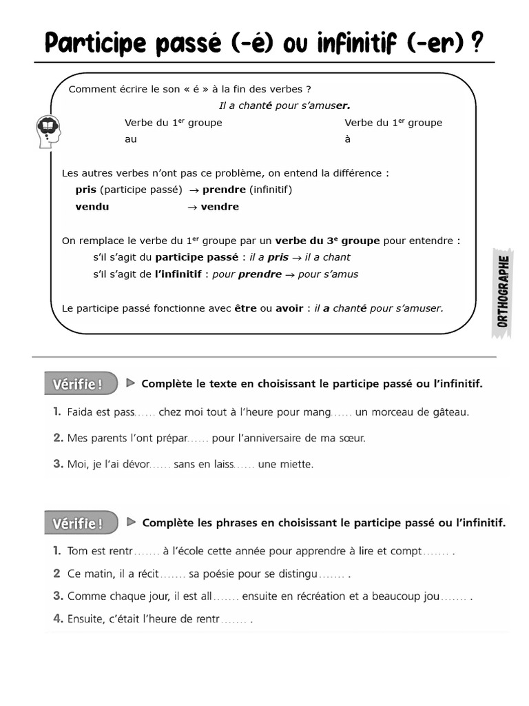 Exercice Participe Passe Cm1