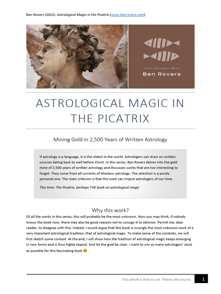 Ben Rovers 2022 Astrological Magic in The Picatrix Book Review | PDF ...