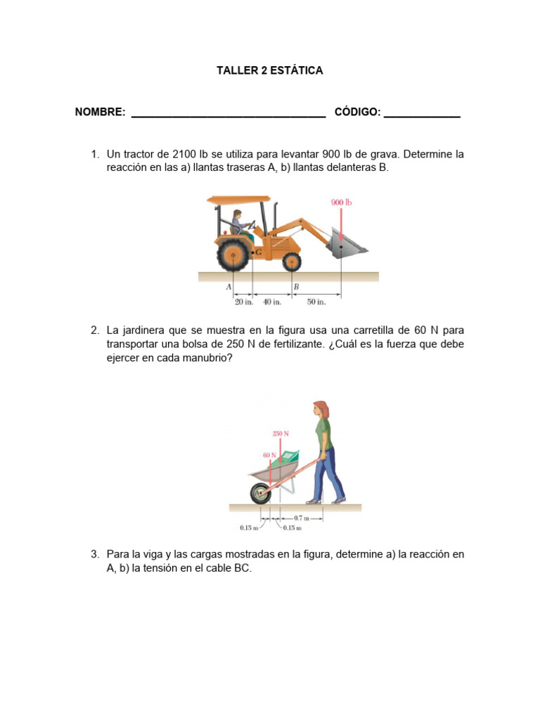 Taller 2 Estática | PDF | Ciencia y matemáticas
