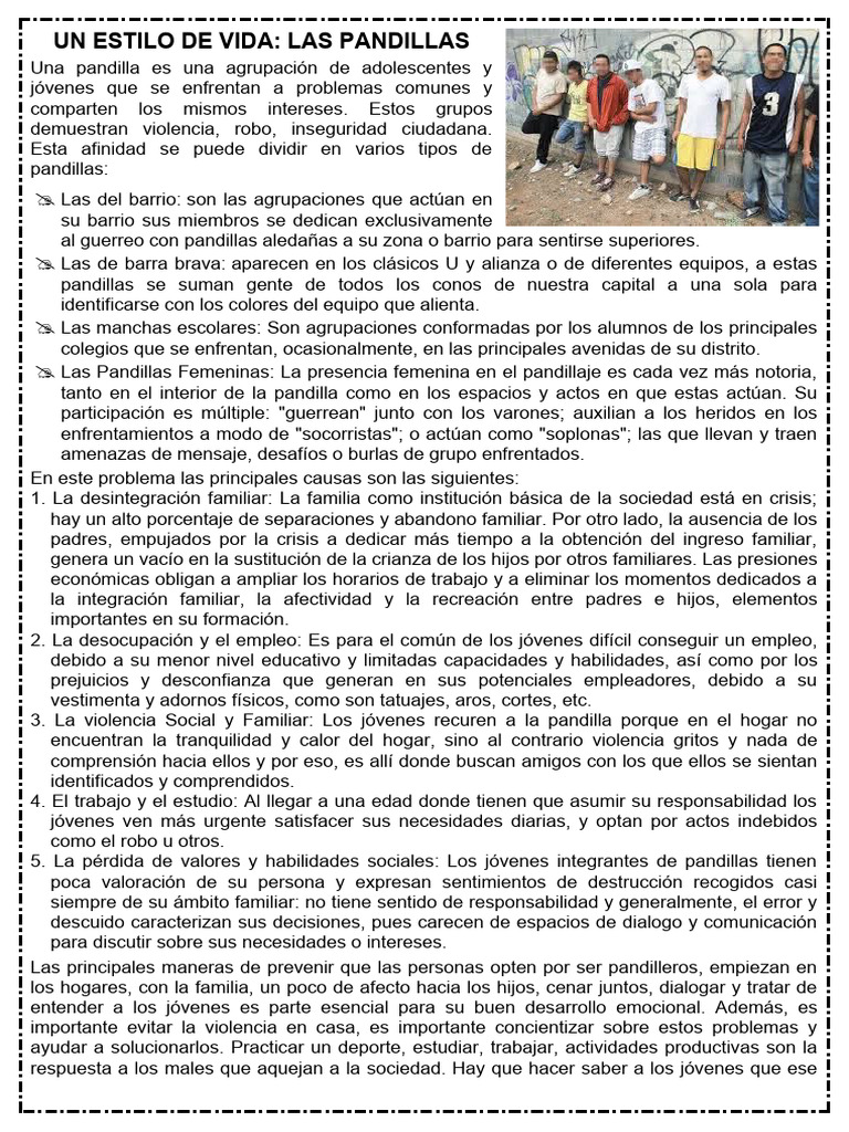 Pandillaje: Causas y Consecuencias | PDF | Pandilla | Violencia